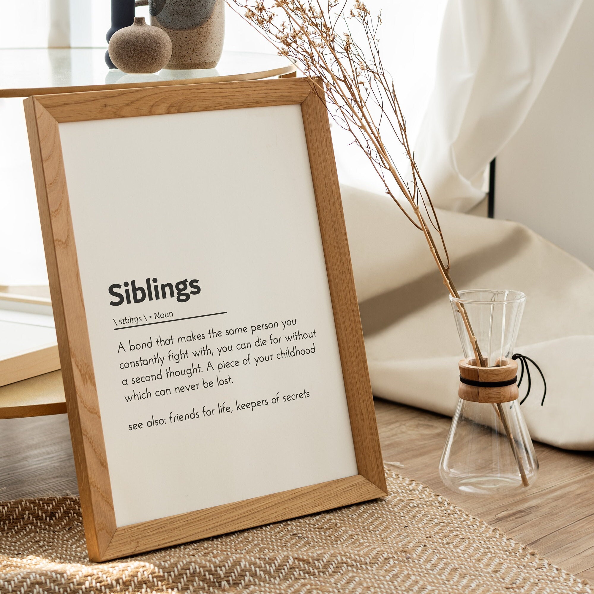 Siblings Definition Siblings Gift Sibling Quote Siblings Wall Art ...