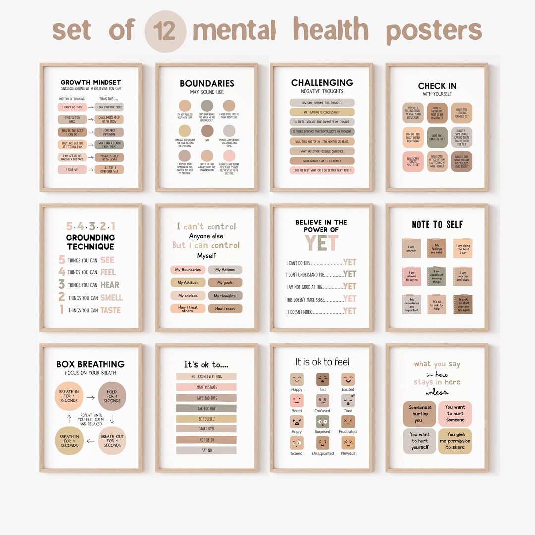 Counseling Posters Set, School Psychologist Office Decor (digital ...