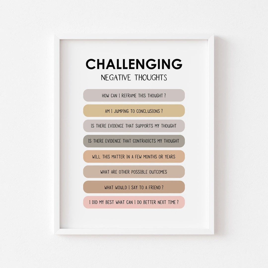 Challenging Negative Thoughts Healthy Thoughts Reframe Thoughts ...
