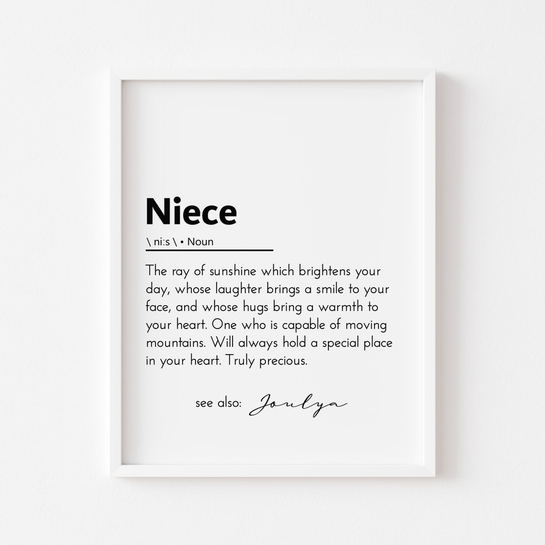 Niece Definition Art Print, Personalized Niece Gift (digital Download ...
