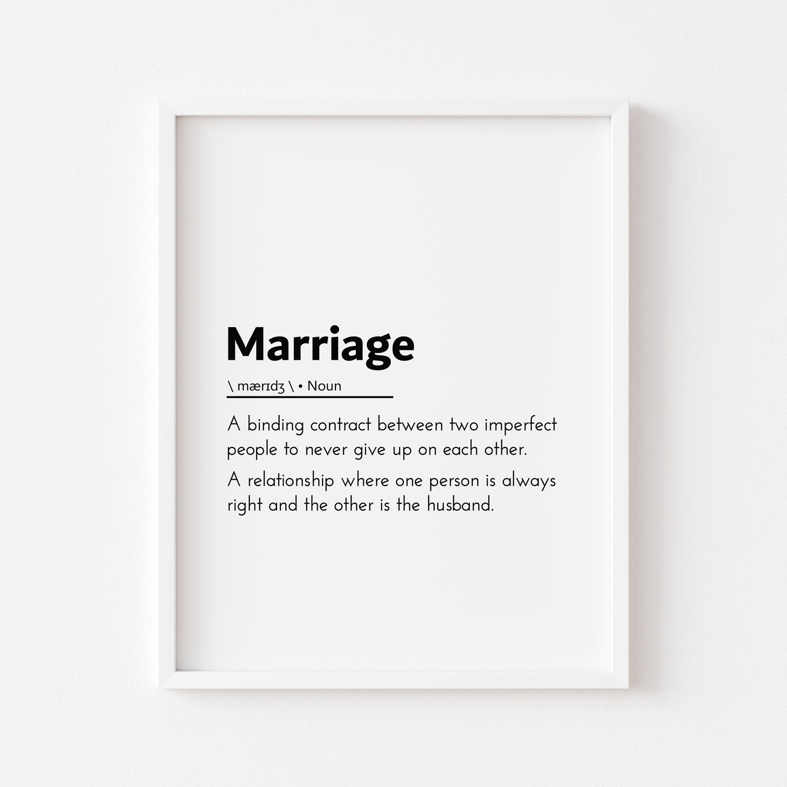 Marriage Definition Marriage Quotes Marriage Print Married Couples Gift ...