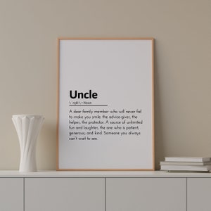 Uncle Definition Uncle Print Uncle Gift Uncle Uncle Poster Gift for ...