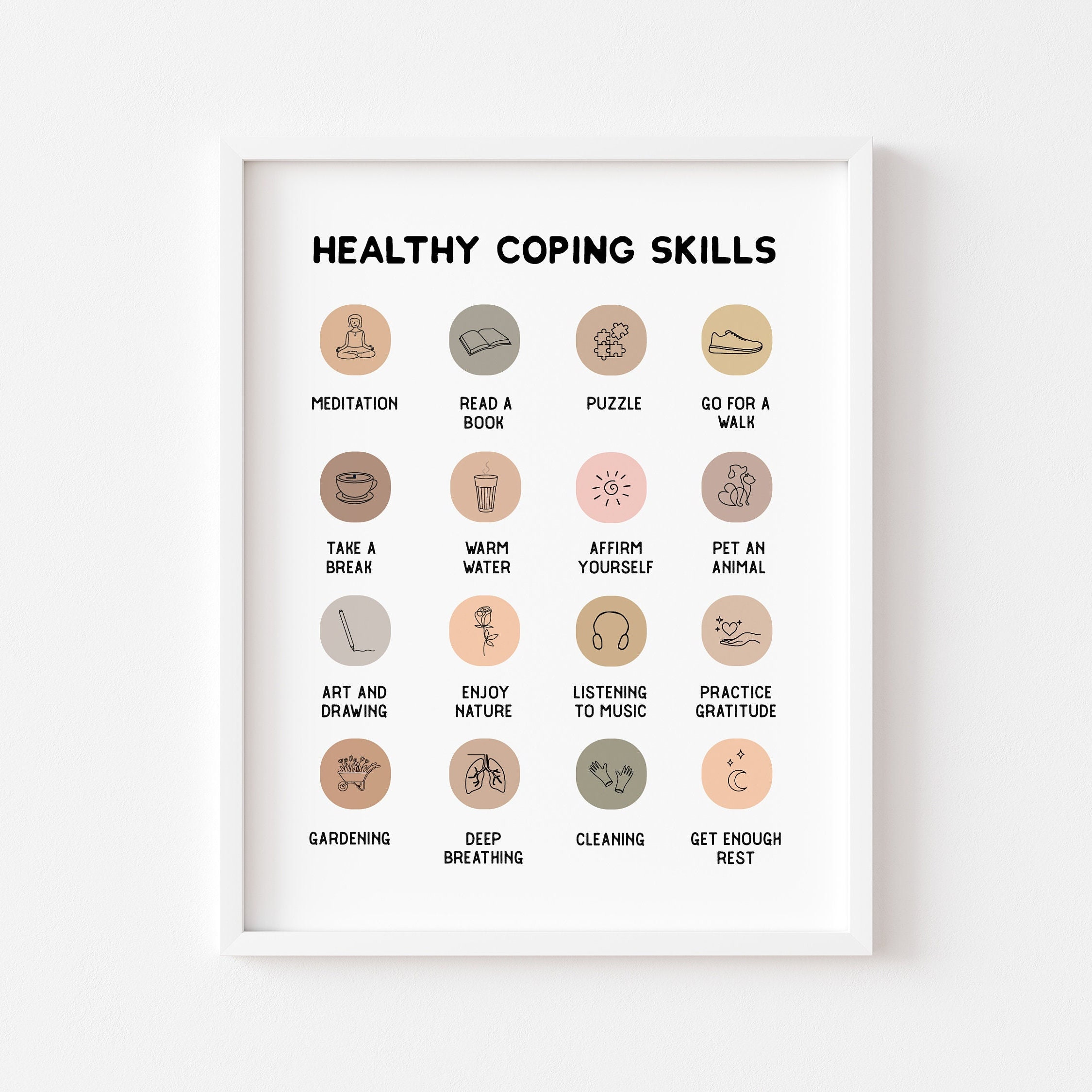 Healthy Coping Skills Stress Management Therapy Office Decor Mental ...