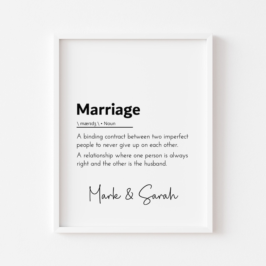 Marriage Definition Marriage Quotes Marriage Print Married Couples Gift ...