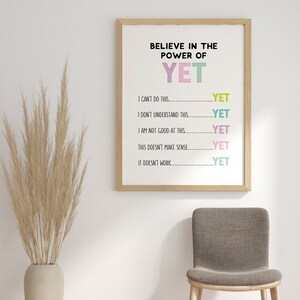 The Power of yet Poster Coping Skills for Kids School Office Decor ...