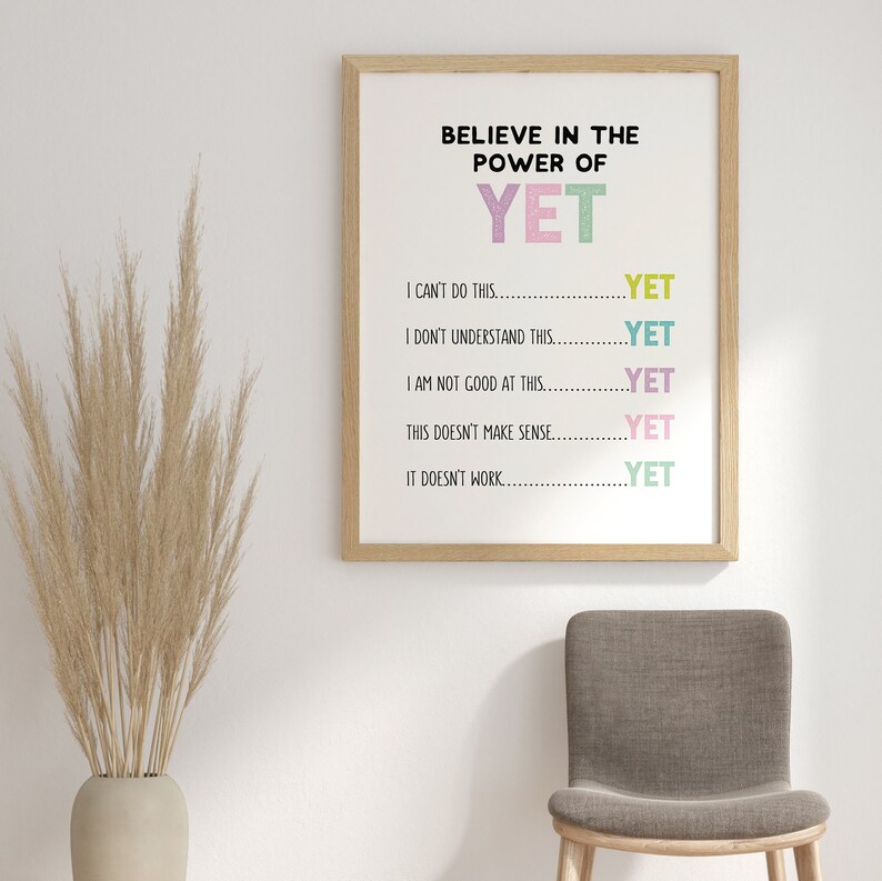 The Power of yet Poster Coping Skills for Kids School Office Decor ...