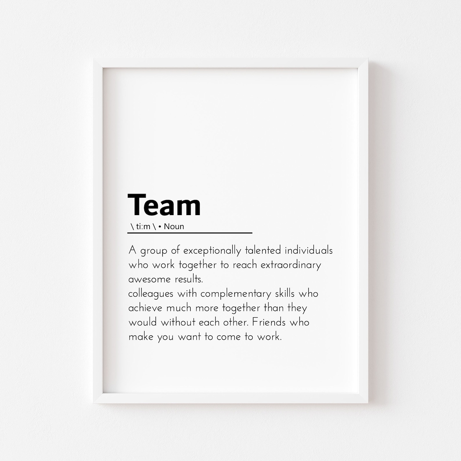 Team Definition, Team Wall Art, Team Print, Teamwork Quotes, Coworker ...