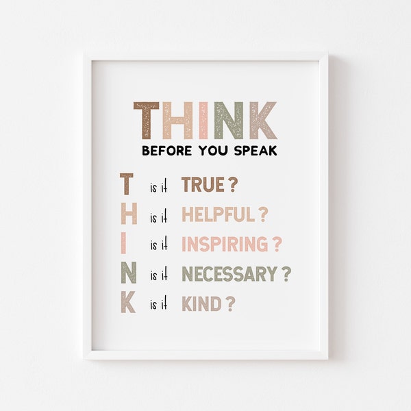 Before You Speak Think Poster - Etsy
