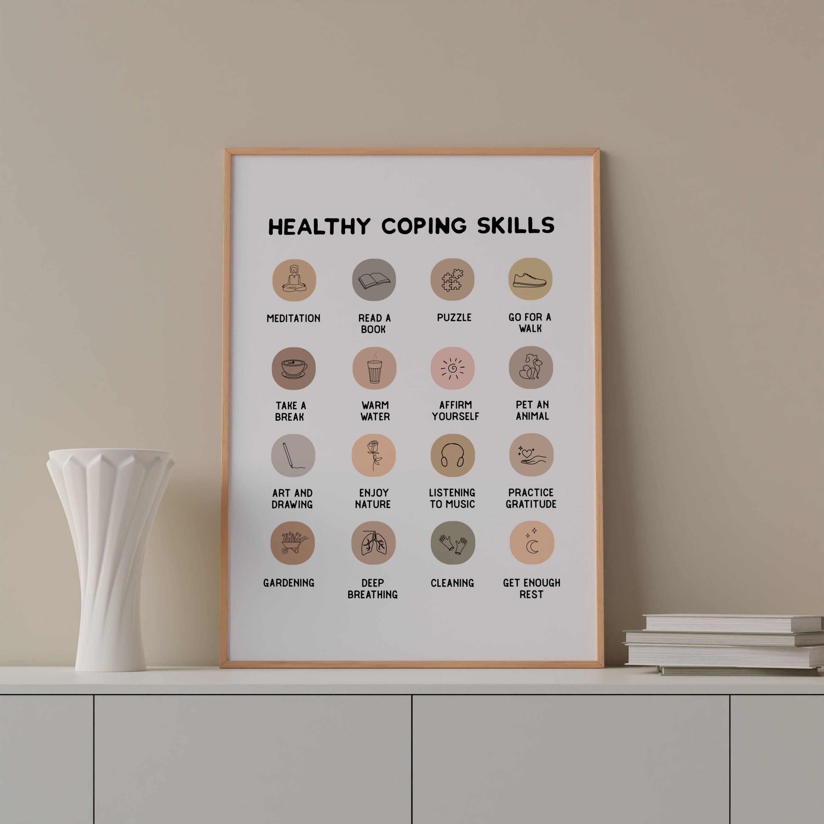 Healthy Coping Skills Stress Management Therapy Office Decor Mental ...