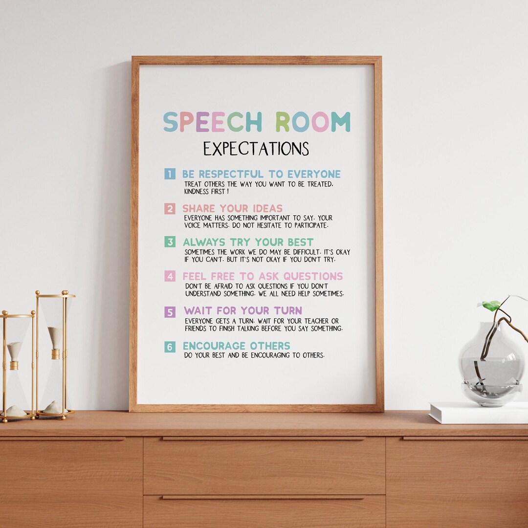 Speech Room Expectations Speech Therapy Room Decor Speech Room Art ...