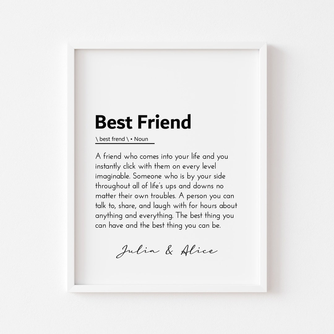 Best Friend Personalised Gift, Best Friend Poster, Best Friend ...