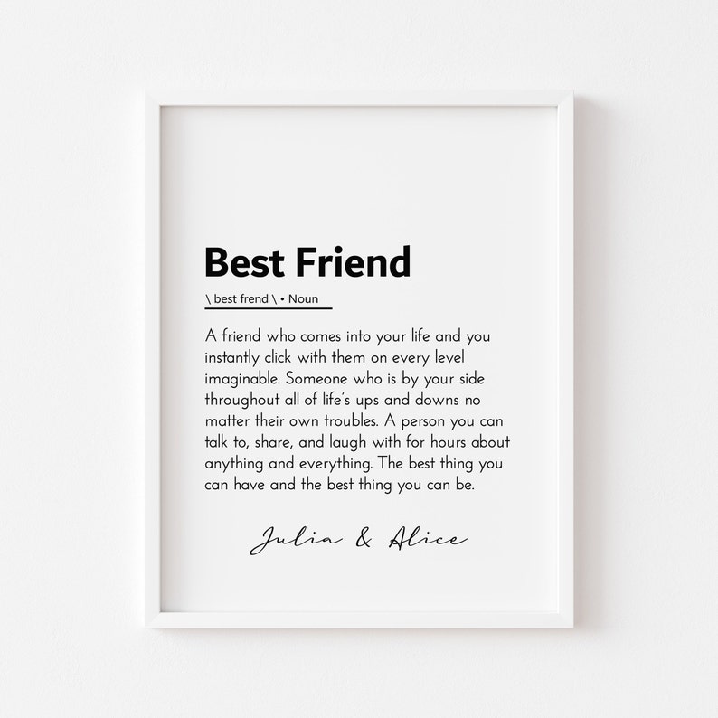 Best Friend Personalised Gift, Best Friend Poster, Best Friend ...
