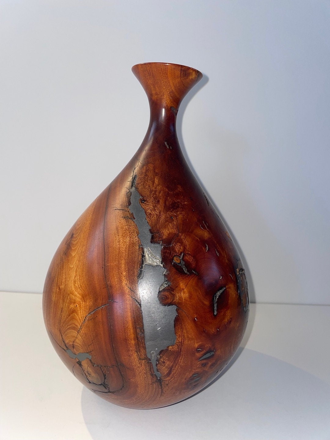 Dwight Bennett Wood Vessel Inlaid With Precious Metal - Etsy