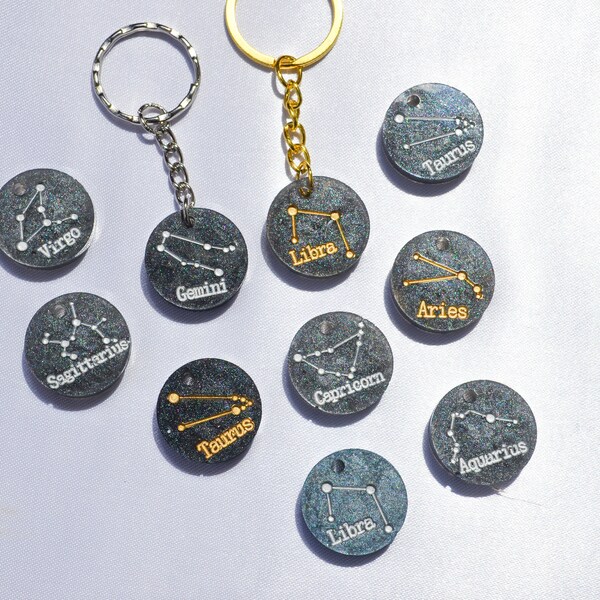 Zodiac Sign Keychain - Etsy