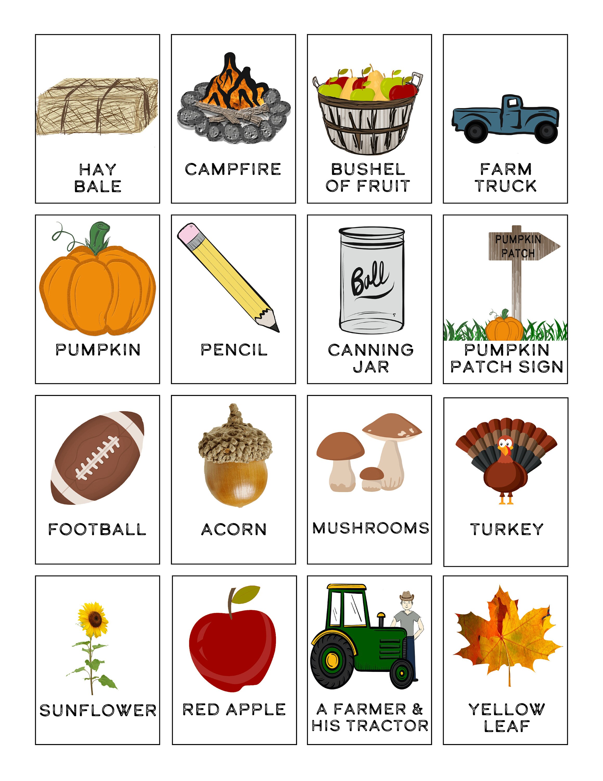 BINGO Game {autumn Theme} - Etsy