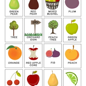 BINGO Game {orchard Theme} - Etsy