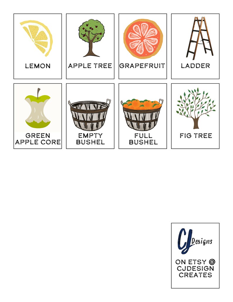 BINGO Game {orchard Theme} - Etsy