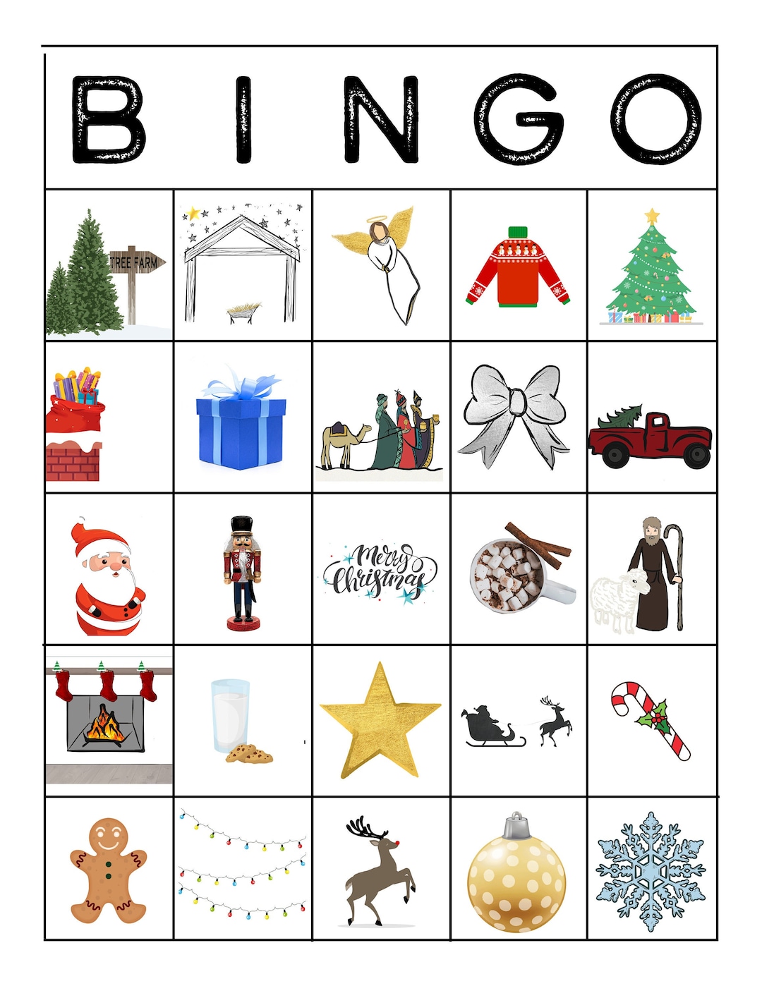 BINGO Game {christmas Theme} - Etsy