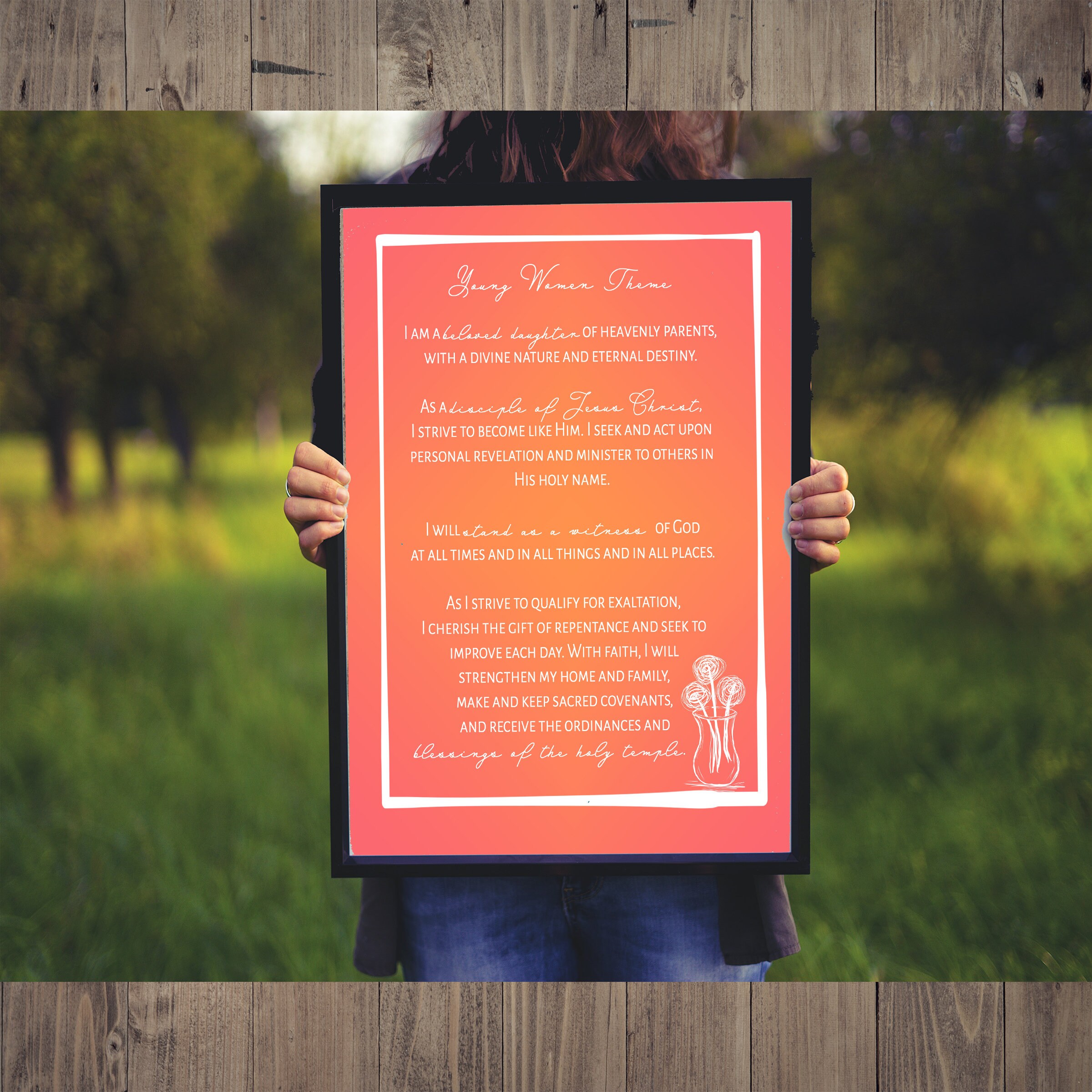 LDS Young Women Theme Wall Art {pinks} - Etsy