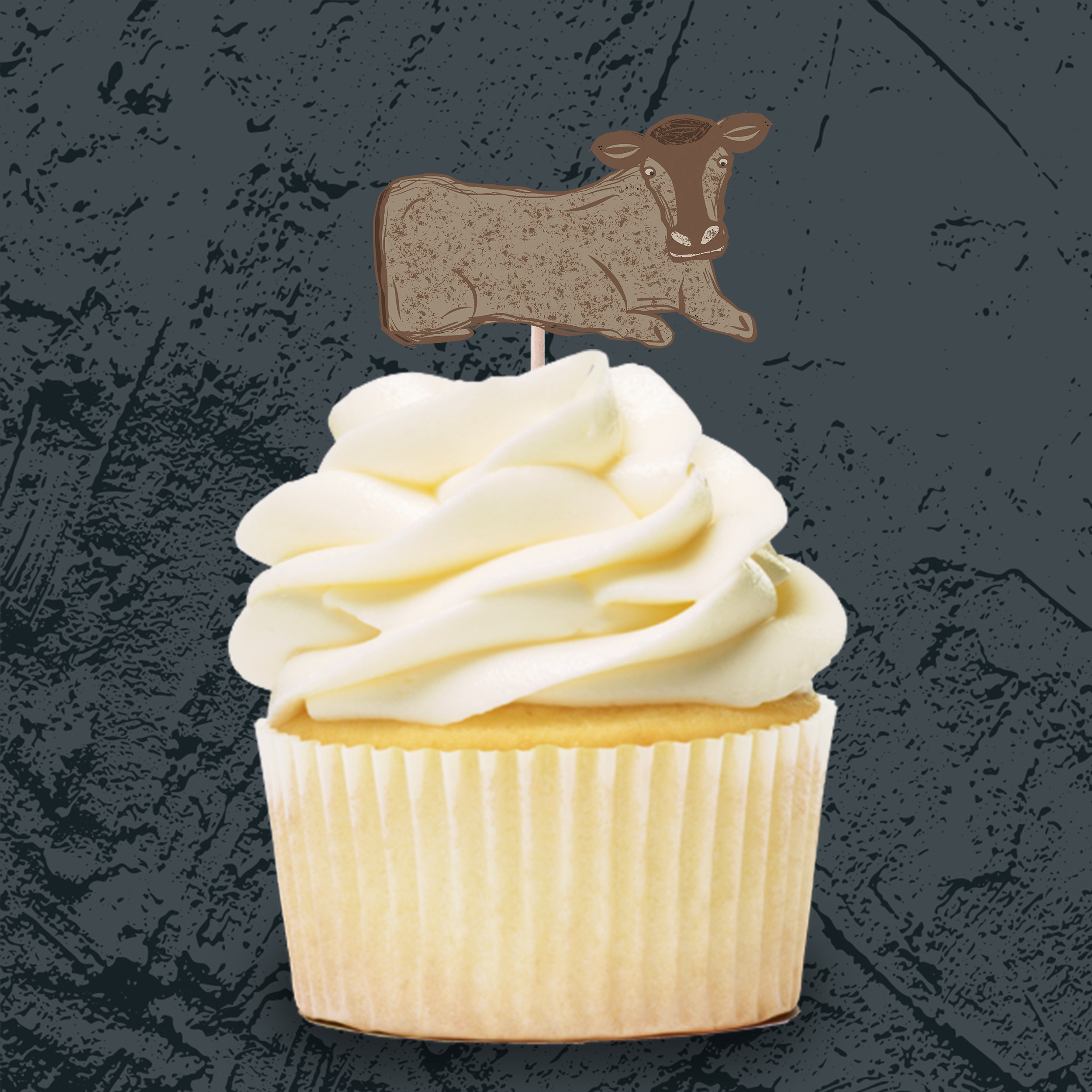 Printable Cupcake Toppers {brown Cow} - Etsy