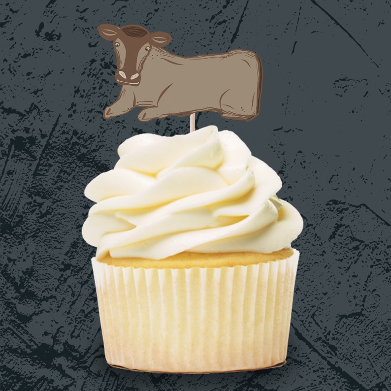 Printable Cupcake Toppers {brown Cow} - Etsy