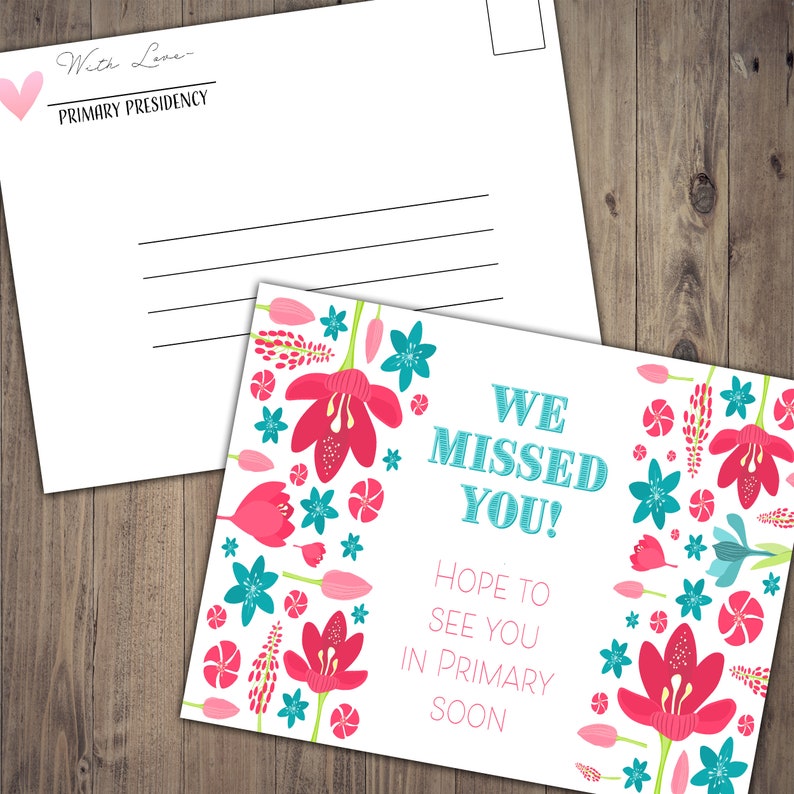 LDS Primary Postcards {we Have Missed You!} - Etsy