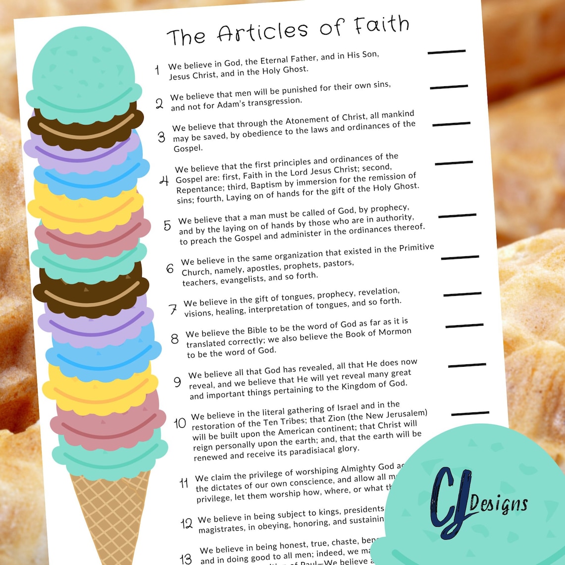 LDS Articles of Faith {tracking Sheet} - Etsy