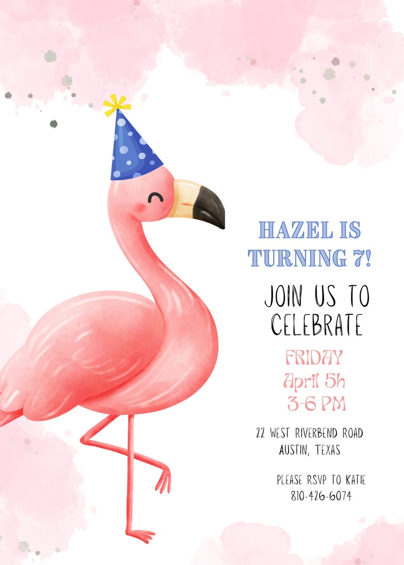 Flamingo Birthday Party Invitation personalized - Etsy