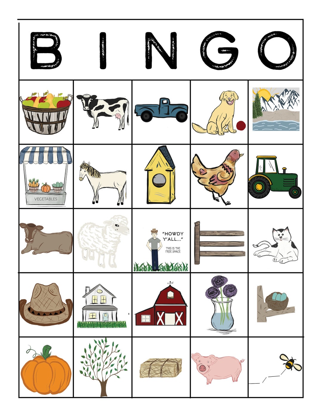 BINGO Game {on the Farm} - Etsy