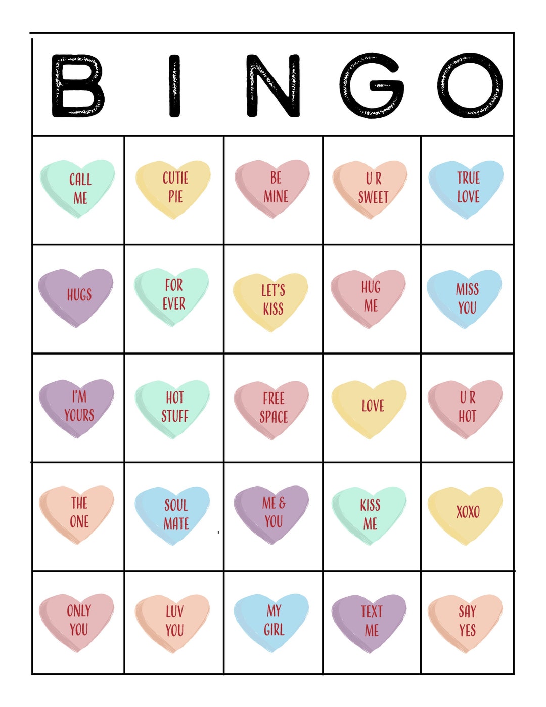 BINGO Game {valentine's Theme} - Etsy