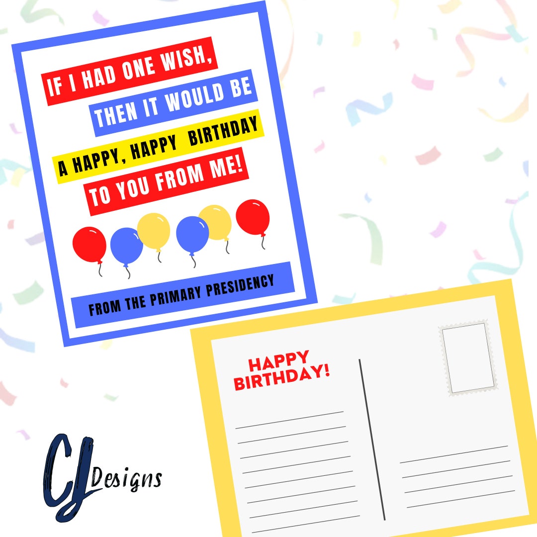 LDS Primary Postcards {happy Birthday!} - Etsy