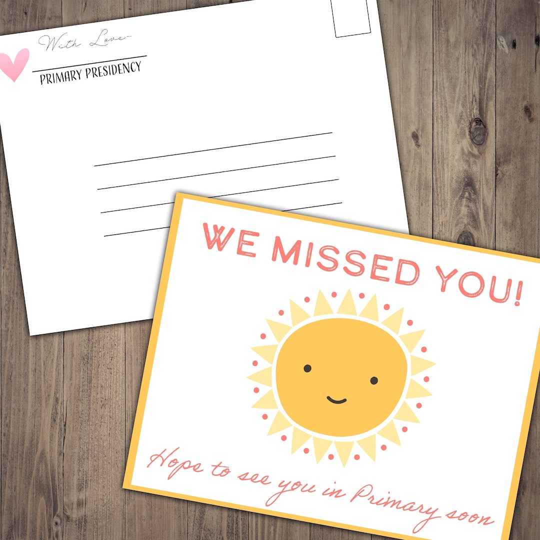 LDS Primary Postcards {we Have Missed You!} - Etsy