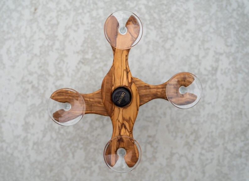Olive Wood Wine Glass Holder: Handmade Wine Butler - Etsy
