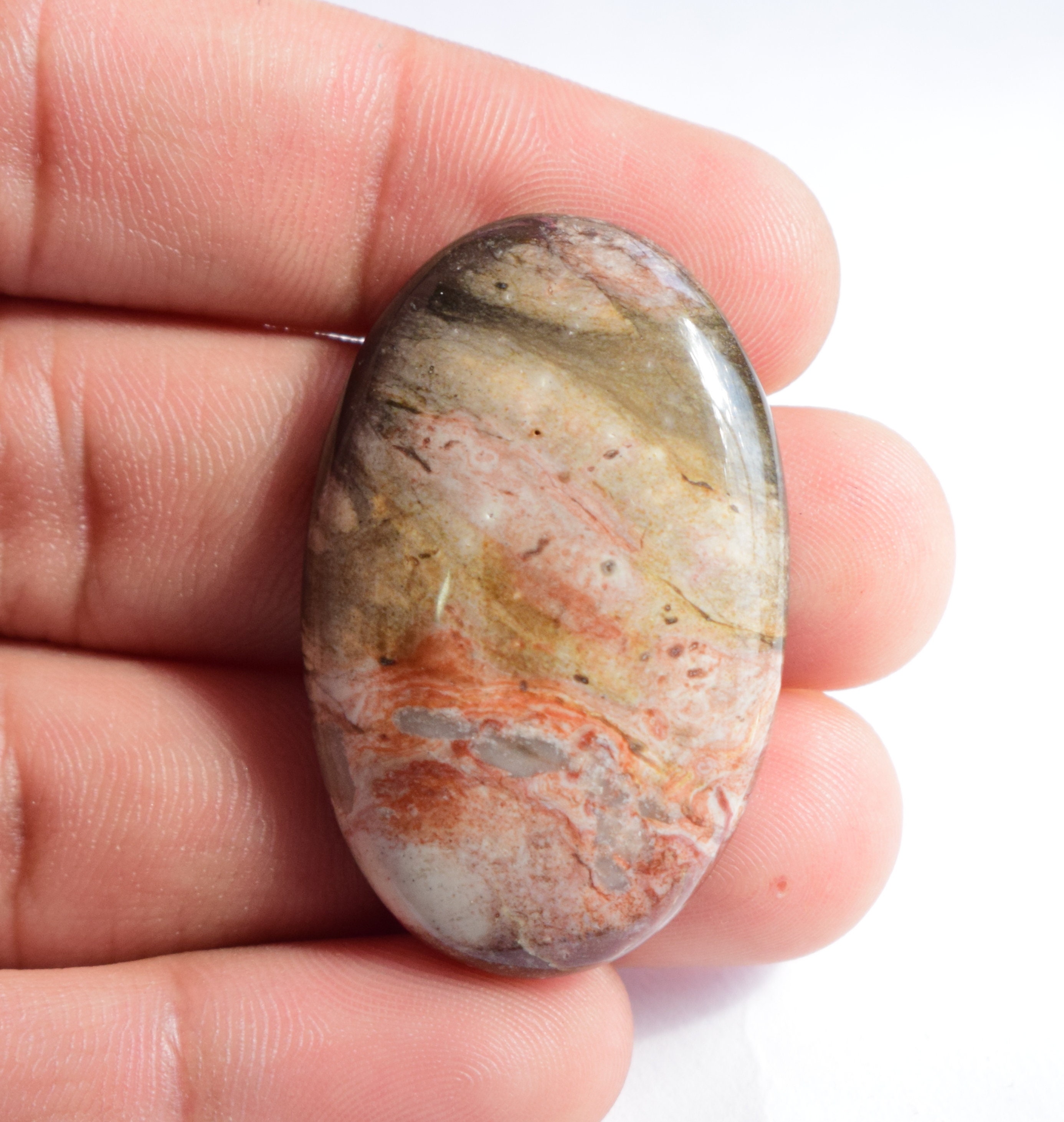 Rosetta Jasper Cabochon, 43x28x7mm, For Making Jewelry - Etsy.de