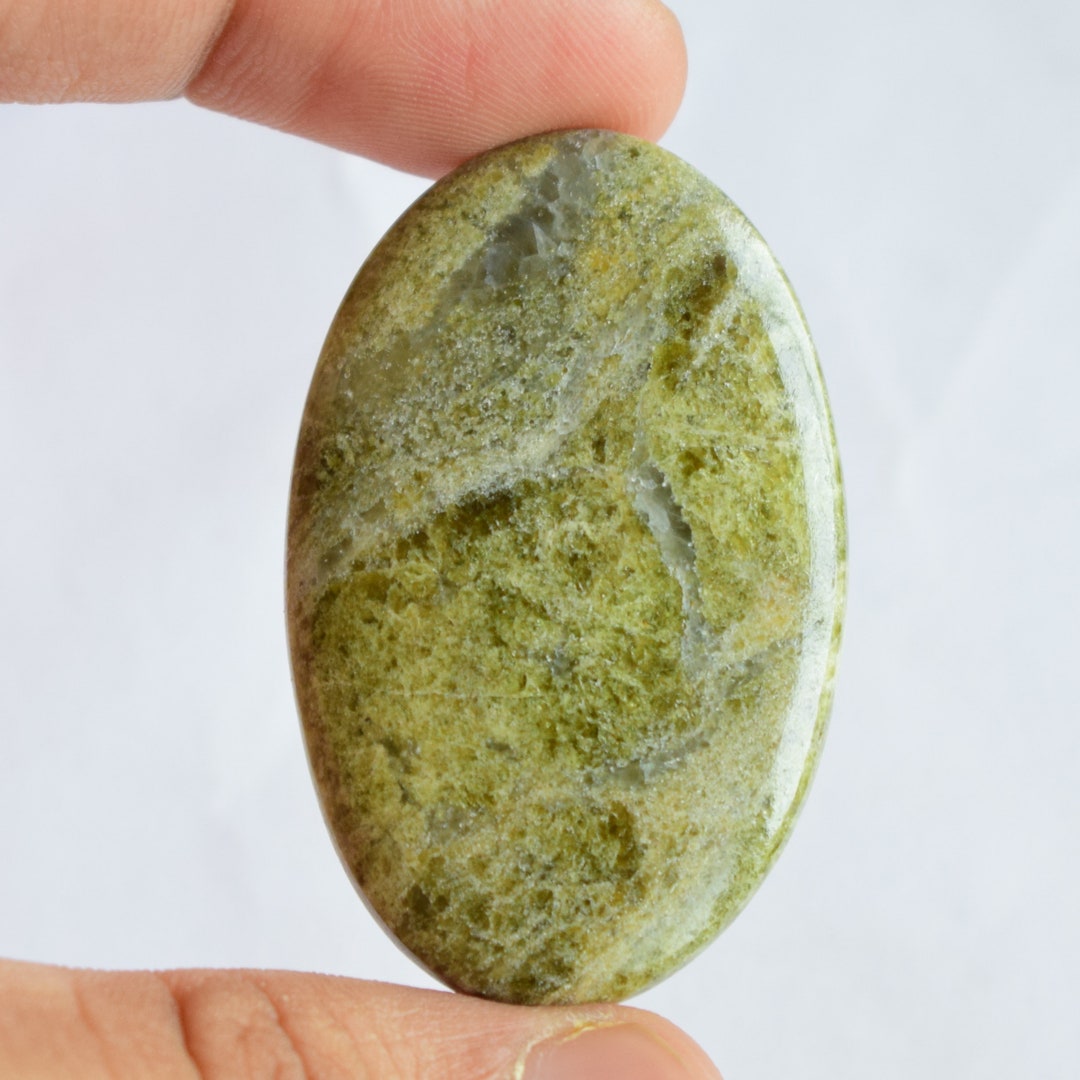 Amazing Green Vessonite Vesuvianite Cabochon, 48x30x5mm 72.20carats ...
