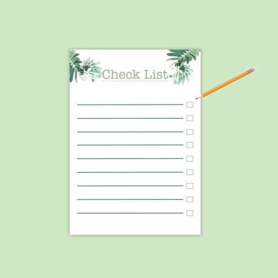 Check List Instant Download A4 Printable Digital Download | Etsy