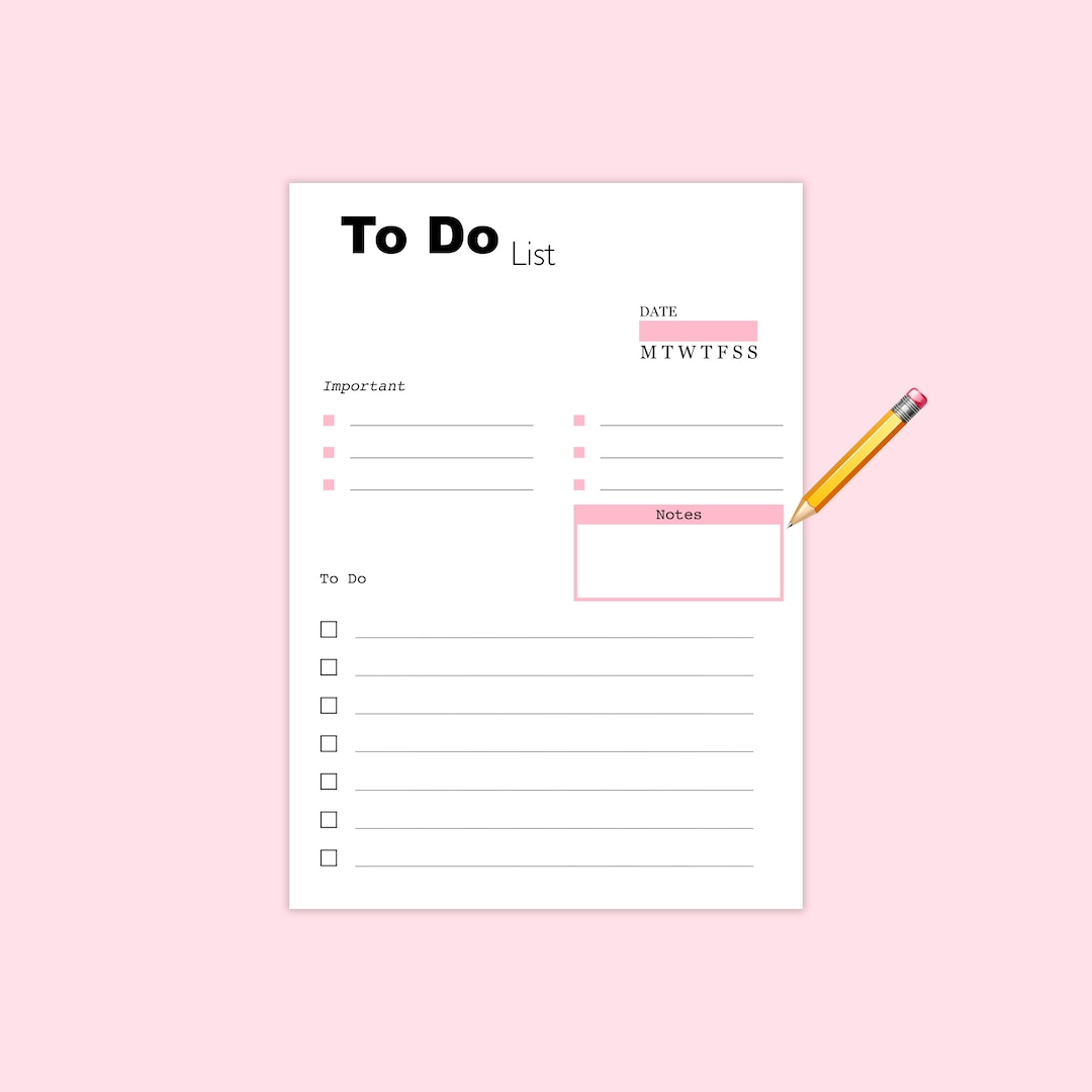 Pink to Do List Printable | A4 | Printable Digital Download | Template ...