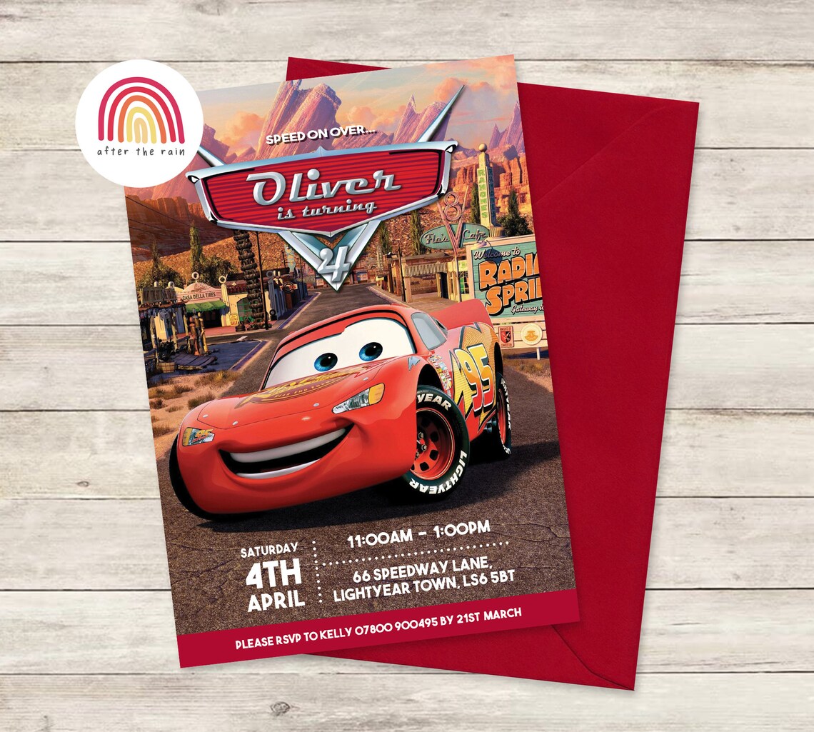 Disney Cars Invitation / Lightning Mcqueen Birthday Invitation - Etsy