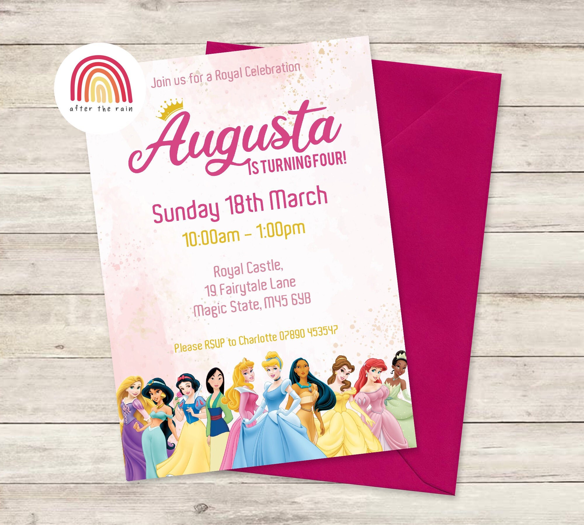 Disney Princess Invitation / Princess Birthday Party / Disney - Etsy UK