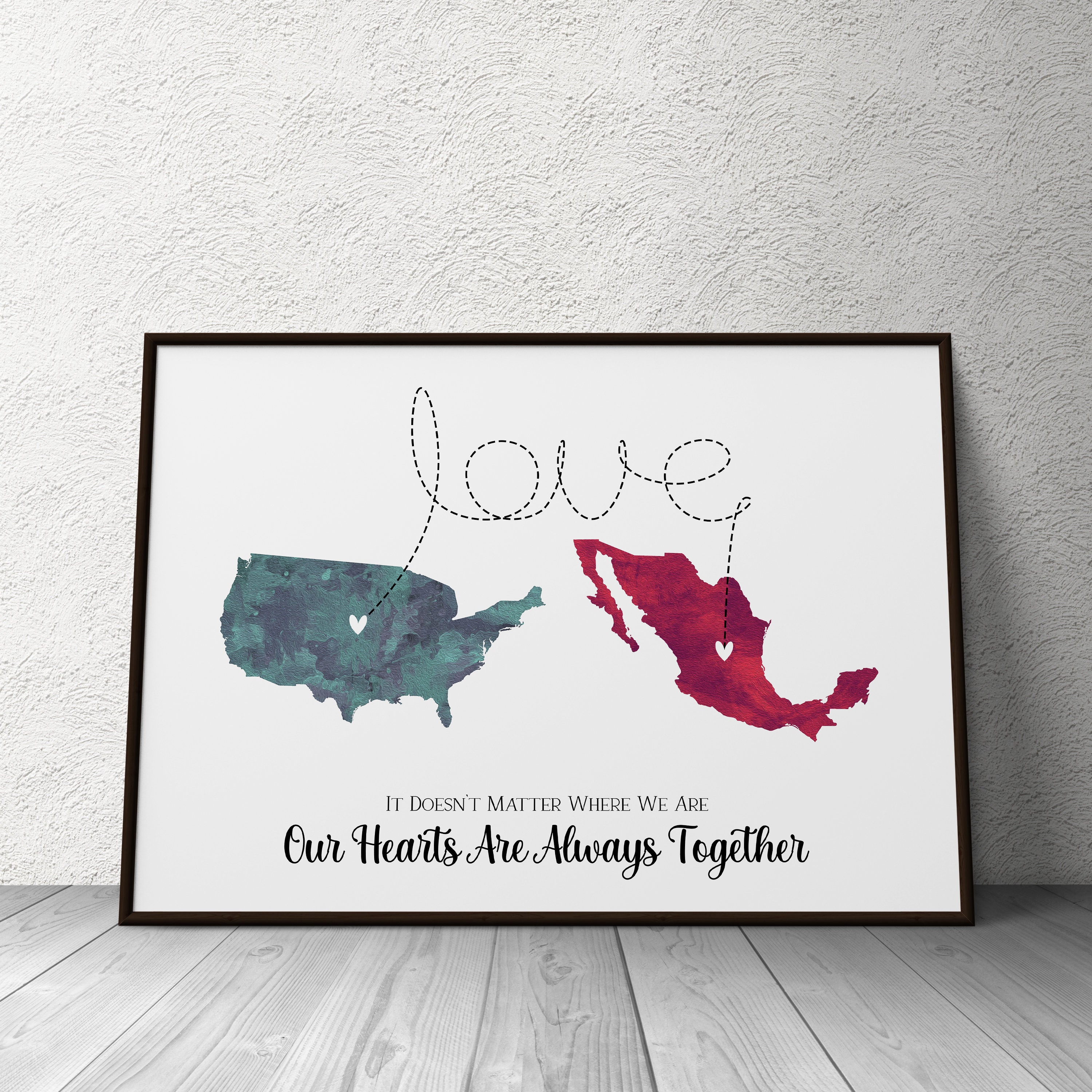 Long Distance Boyfriend Gift, Map Gift for Girlfriend, Long Distance ...