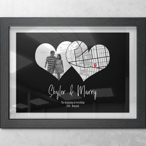 First Date Location Map With Your Photo, Custom Coordinates Sign Gift ...