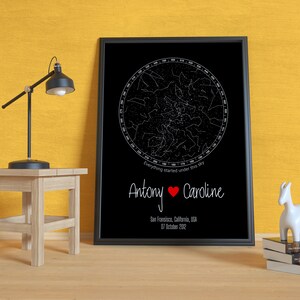 First Date Constellation Star Map, Night Sky by Date, Custom Celestial ...