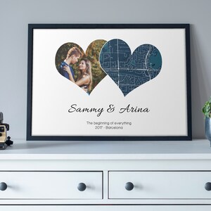First Date Location Map With Your Photo, Custom Coordinates Sign Gift ...