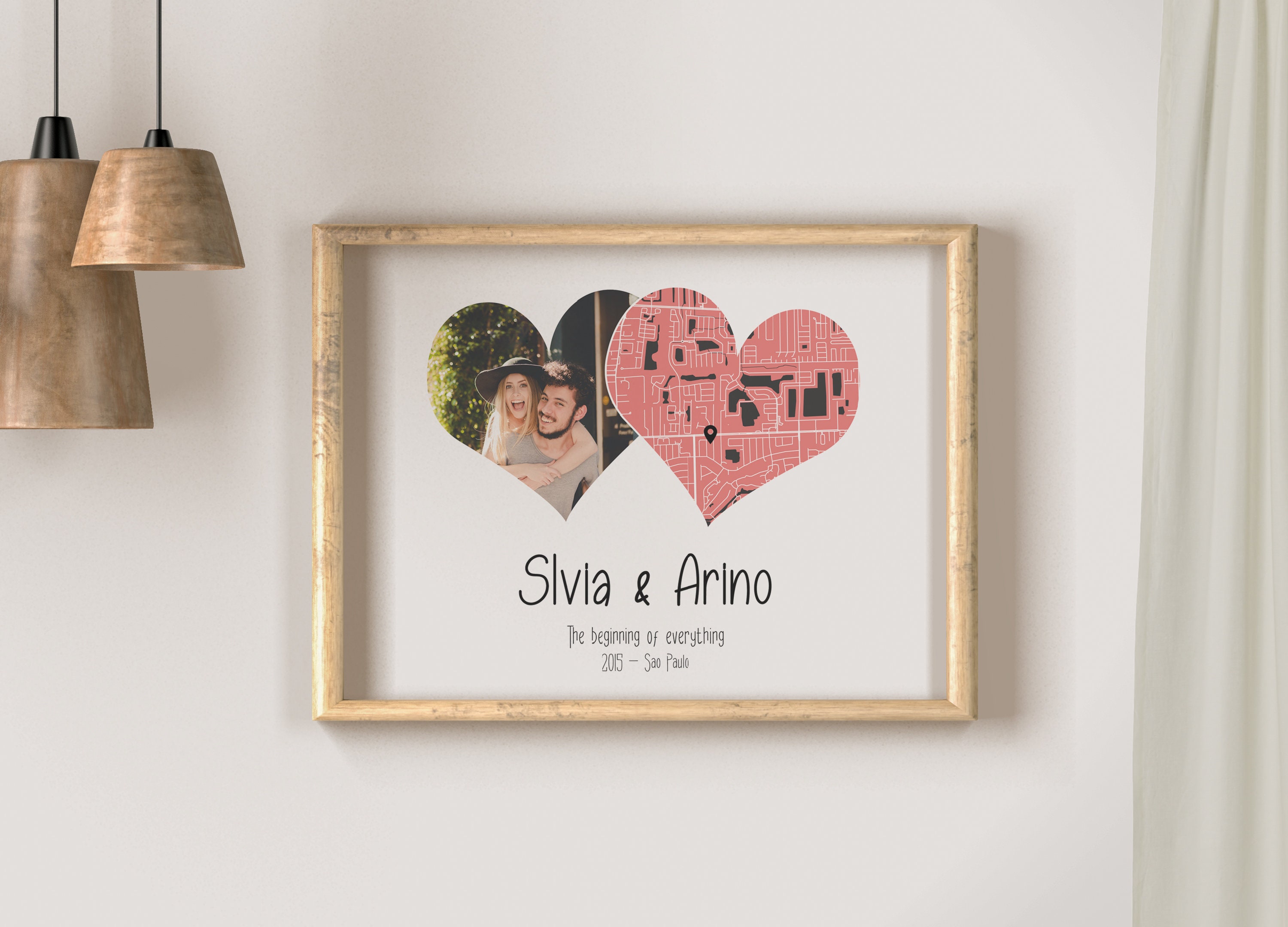 First Date Location Map With Your Photo, Custom Coordinates Sign Gift ...