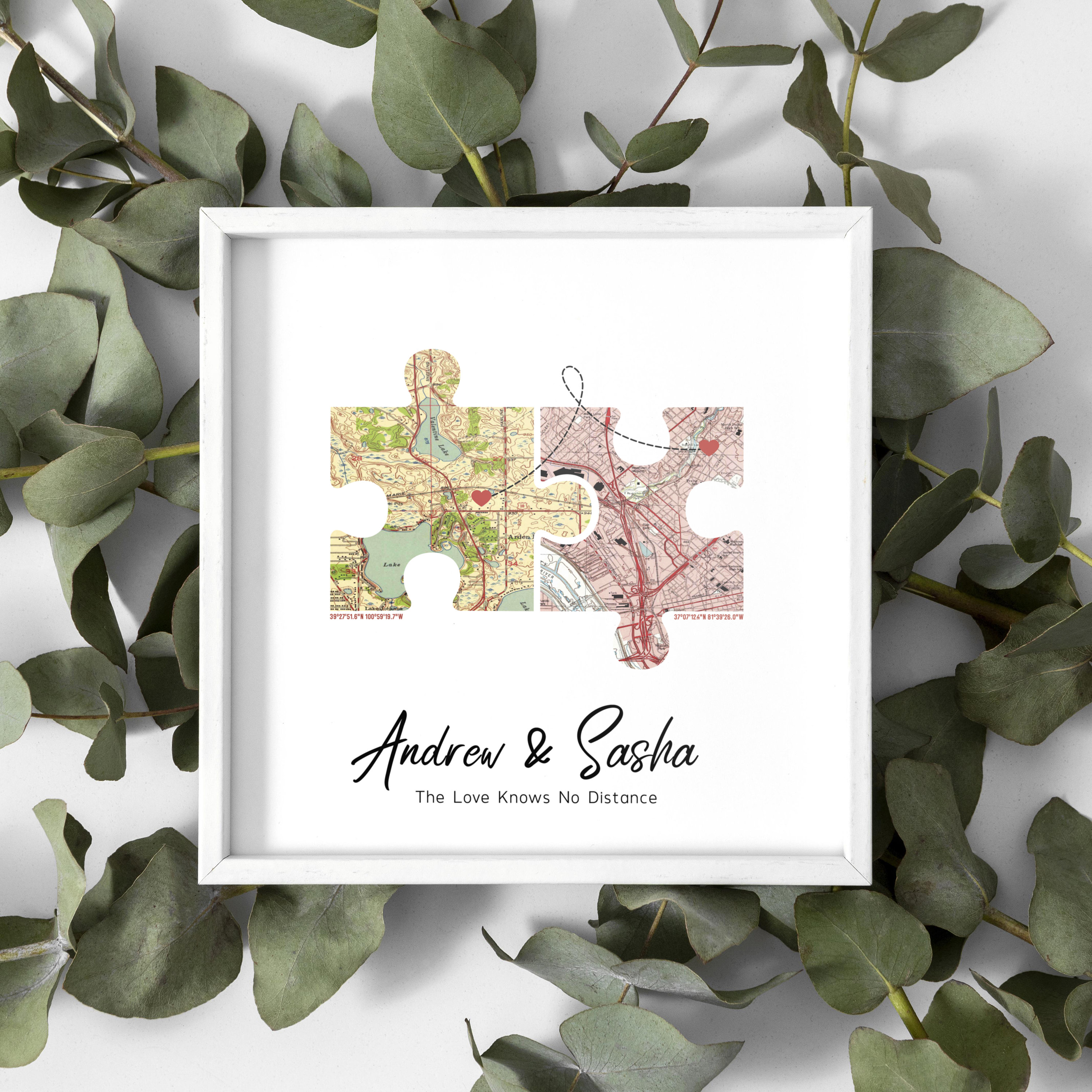 Long Distance Map, Personalized Relationship Friendship Love Gift ...