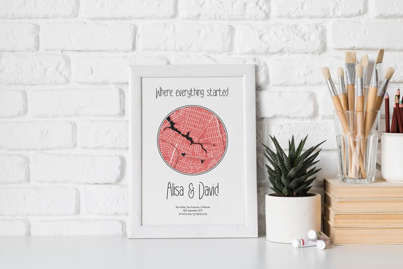 Personalized City Map Print Anniversary Gift Idea Unique | Etsy