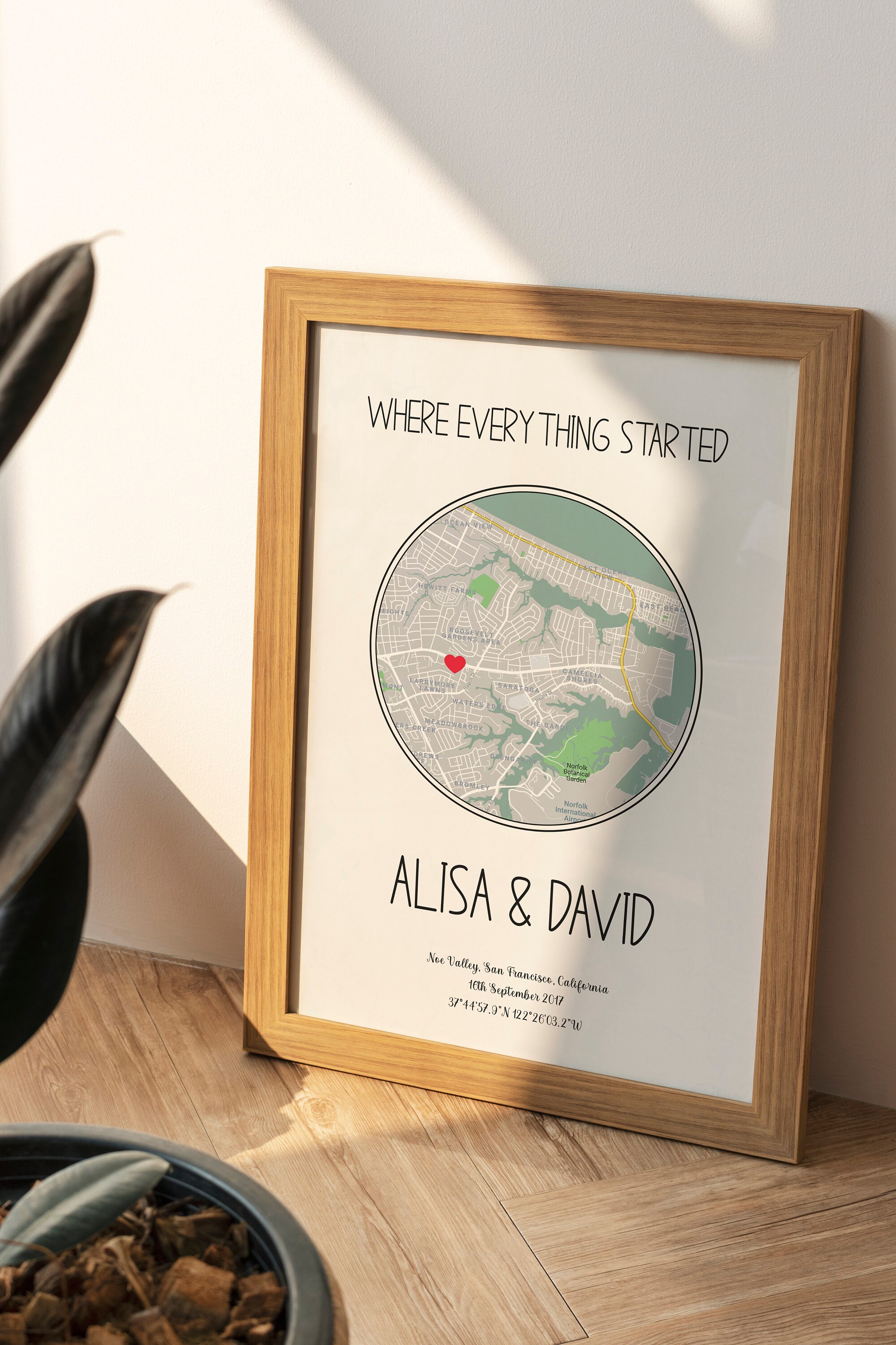 Personalized City Map Print, Anniversary Gift Idea, Unique Location Map ...