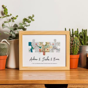 Long Distance Map, Personalized Relationship Friendship Love Gift ...