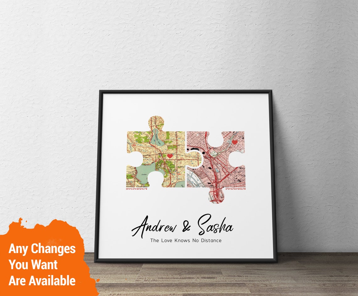 Long Distance Map, Personalized Relationship Friendship Love Gift ...