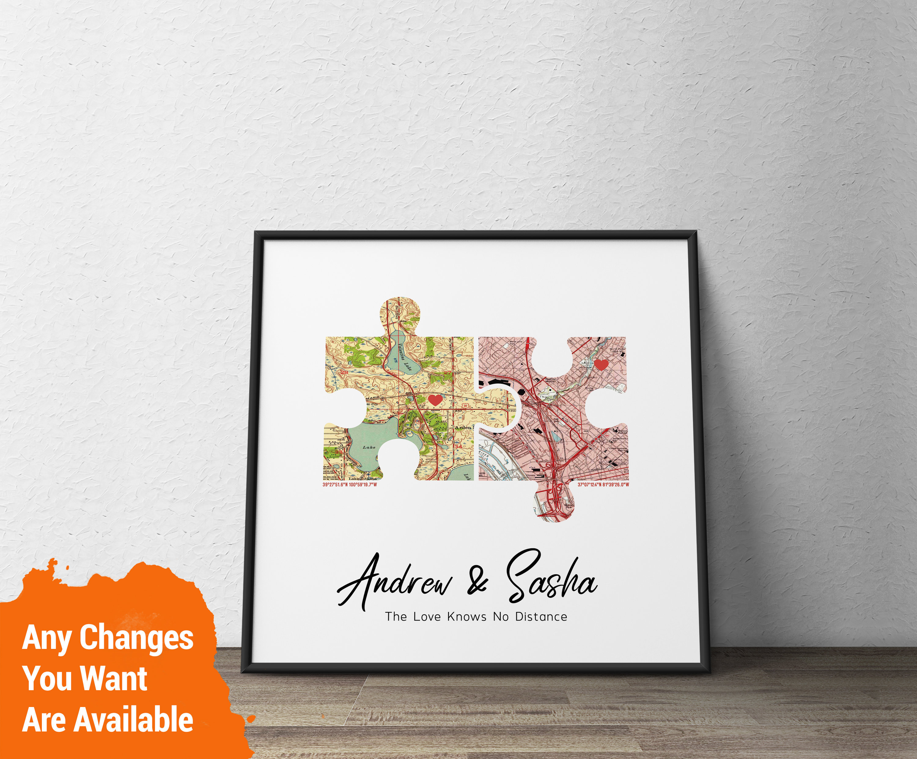 Long Distance Map, Personalized Relationship Friendship Love Gift ...